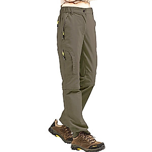 Womens Hiking Pants Convertible Outdoor Waterproof Quick Dry Zip Off Lightweight Fishing Cargo Pants 4409,Khaki,2