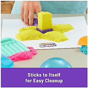 Kinetic Sand, Ultimate Sandisfying Set with 2lbs Play Sand (Pink, Yellow & Teal), 10 Tools & Molds, Sensory Toys for Kids Ages 7 and up