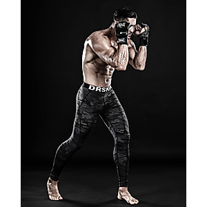 DRSKIN Men’s Compression Pants Tights Leggings Sports Baselayer Running Athletic Workout Active (DMBB04, L) Black