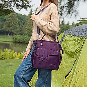 Scorlia Insulated Lunch Bag for Women/Men, Tall Leakproof Cooler Box Bag, Wide Open Tote Lunch Bag Organizer with Adjustable Shoulder Strap for Adult Work, Picnic, Beach, Purple