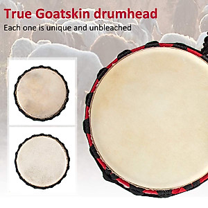 Kmise 8" Djembes African Hand Drum Mahogany Standard Goat Skin Drumhead (MI3039)