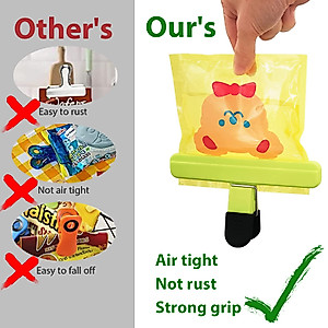 Chip Bag Clips 9pcs Air Tight, Heavy Duty, Sturdy Plastic Clips for Food Storage Assorted Sizes Food Bag Clips for Kitchen Snacks