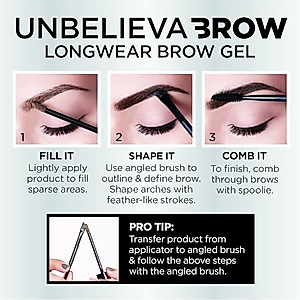 L'Oreal Paris Unbelieva-Brow Longwear Waterproof Tinted Brow Gel, Smudge-resistant, Transfer- Proof, Quick Drying, Easy and quick application with precise brush, Brunette, 0.15 fl. oz.