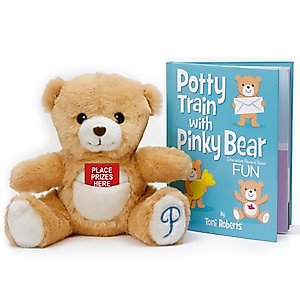 Potty Train with Pinky Bear, Reward Based Potty Training Bear w/Prize Pocket/Pouch & Childrens Board Book, Learning Tool for Toddlers, Boys & Girls - Teaching Potty Chair Fun & Awareness Ages 2-3+