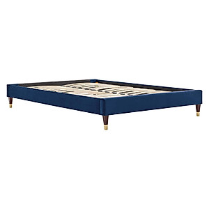 Modway MOD-6271-NAV Harlow King Performance Velvet Platform Bed Frame, Navy