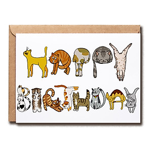 Cats Birthday Card - Happy Birthday Card With Cats - Greeting Card Cat - Have A Purrfect Birthday Cat