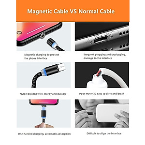 Magnetic Charging Cable 10pcs,Just Short USB Cables No Magnetic Charging Tips,[0.6~0.8ft/20~25cm,2.4 A Max) i Style Nylon Braid Cord,Compatibility Charger Station/Mobile Power&More Devices (Black)