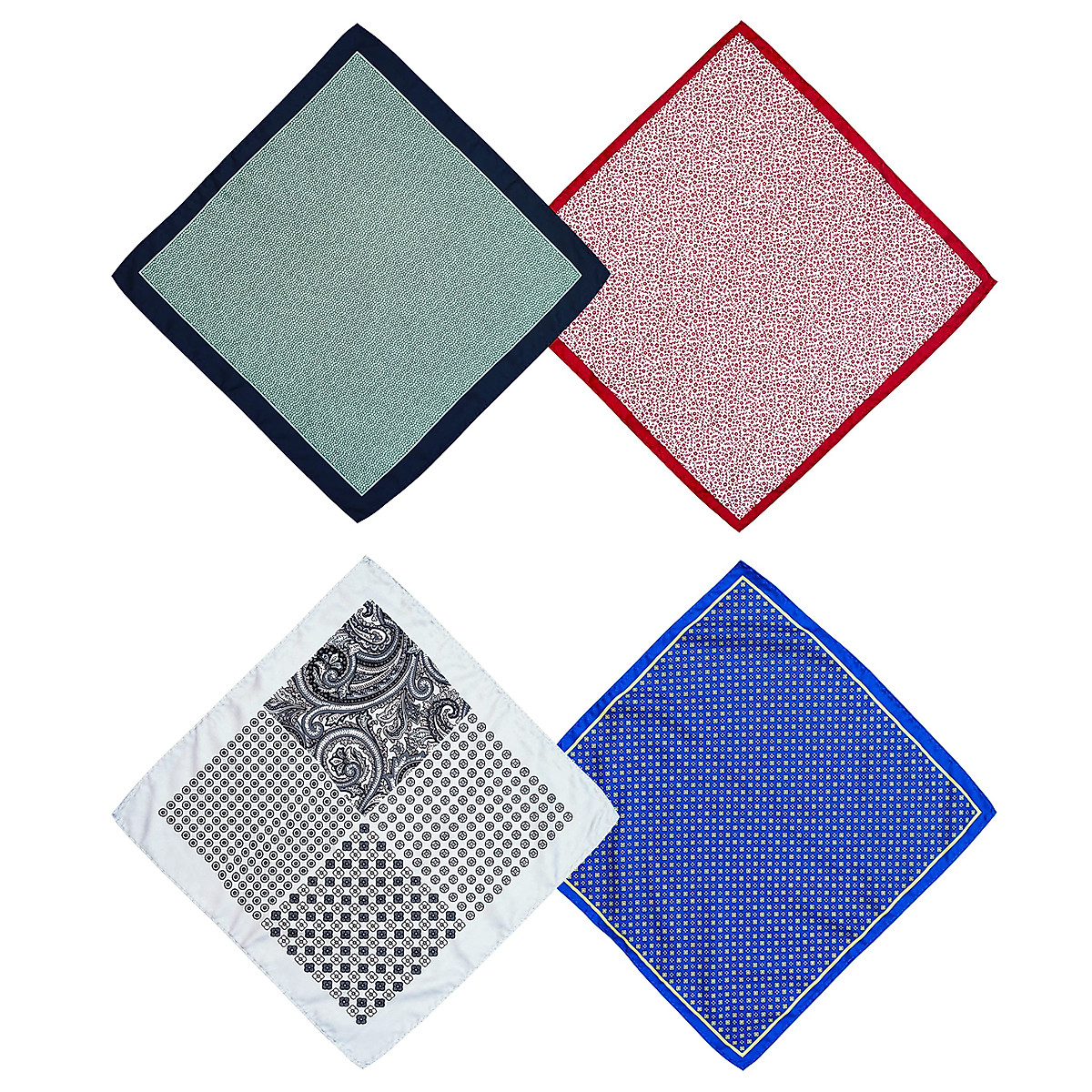 ZENXUS Printed Pocket Squares 8-Pack, plus 3 Folds Holder, Penetrating Printed Men's Handkerchiefs, Sewn by Hand