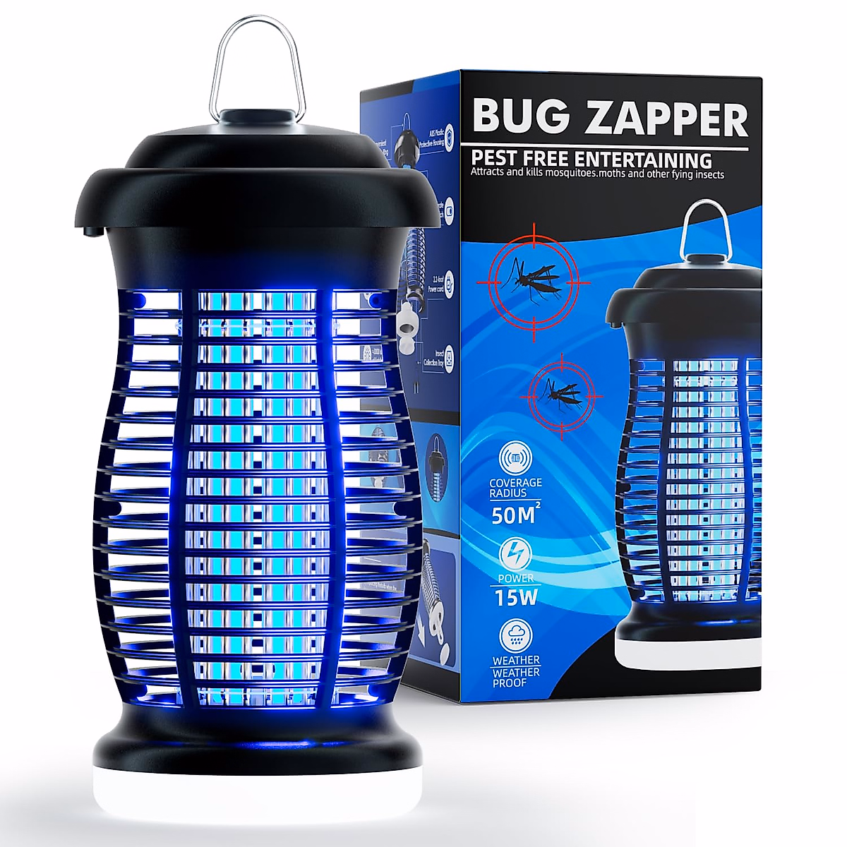 Bug Zapper,Bug Zapper Outdoor,4200V Plug in Mosquito Zapper with LED Light,Fly Trap for Indoor&Outdoor Waterproof Mosquito Killer,Electric Fly Traps