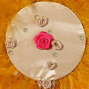 African Custom Bride Wedding Feather Hand Fan Luxury DIY Handmade Lace Dance Fan Hand Held Photo Props Party Wedding Decorations