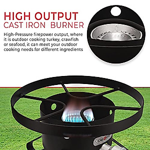 GasOne B-5155-RED Burner with Steamer Pot Turkey Fry & Tamale-with High Pressure Propane Regulator and Hose, Red QCC