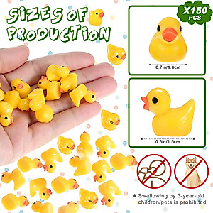 Chalyna 150 Pcs Mini Ducks Yellow Tiny Resin Ducks Bulk Mini Rubber Duckies Figures for Home Prank Game Micro Landscape Aquarium Dollhouse Ornament DIY Terrarium and Handmade School Project