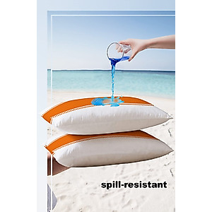 Outdoor Waterproof Throw Pillow Covers 20 x 12 Inches Set of 2 Orange White Stripes Minimalist Simple Pattern Decorative Cushion Cover Pillowcase for Garden Patio Tent Beach Livingroom Sofa Couch