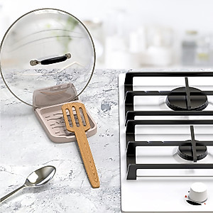 Beige Silicone Spoon Rest - Kitchen Spoon Rest for Stove Top - Spoon Rest for Kitchen Counter - Kitchen Utensil Silicone Holder for Countertop - Silicone Spatula Holder - Silicon Spoon Holder