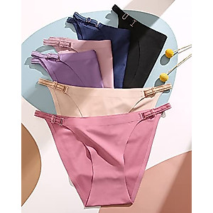 ROSYCORAL Womens Seamless Underwear Adjustable Undies No Show Hipster Bikini Panties Sexy Cheeky 6 Pack S-XL (S)