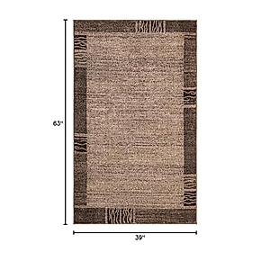 Rugs.com Angelica Collection Rug – 3' x 5' Dark Beige Medium Rug Perfect for Entryways, Kitchens, Breakfast Nooks, Accent Pieces