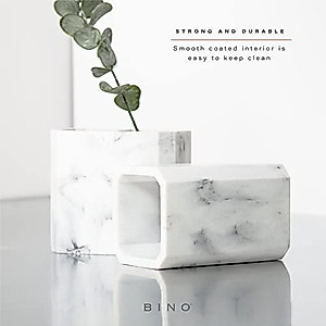BINO Bathroom Accessories Set - Matte Marble | Soap Dispenser | Toothbrush Holder | Tumbler | 3-Piece Bathroom Organizer Countertop Set | Bathroom Decor | Home Decor | Bathroom Set
