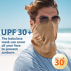 Botack Balaclava Face Mask Sun UV Protection Breathable Full Head Mask for Men Women Skiing Cycling Brown