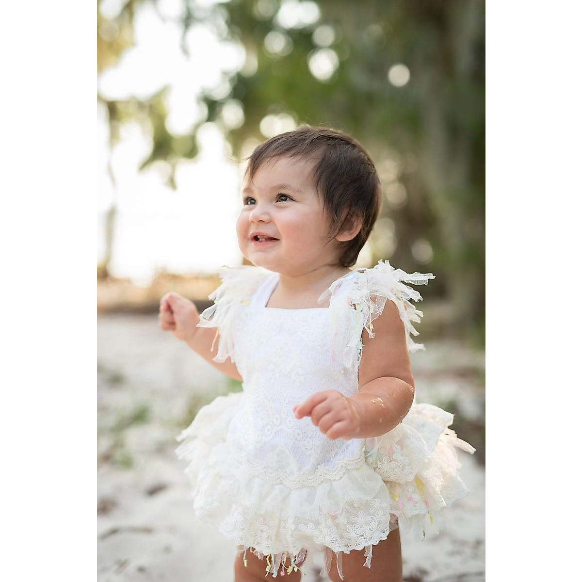 Yonune Newborn Infant Baby Girl Romper Bodysuit Jumpsuit Outfits Lace Romper Ruffle Sleeveless Backless Tutu Dress Clothes