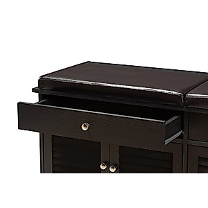 Baxton Studio Laertes Modern and Contemporary Dark Brown Wood 2-Drawer Shoe Storage Bench