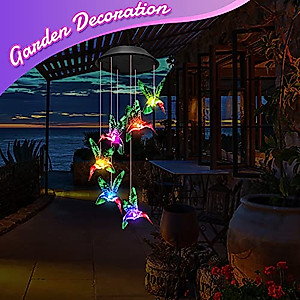 Winzwon Gifts for Mom Mothers Day from Daughter Solar Hummingbird Wind Chimes Outdoor Mobile Hang Garden Patio Porch Birthday Gifts for Grandma Women
