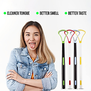 ibrush Tongue Scraper Cleaner 4 Pieces 100% BPA Free Tongue Scrapers with Travel Handy Case for Adults, Kids, Healthy Oral Care, Easy to Use, Help Fight Bad Breath