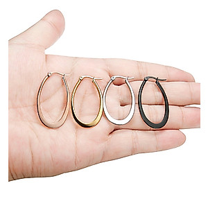 Jstyle 4 Pairs a Set Stainless Steel Teardrop Hoop Earrings for Women 35MM