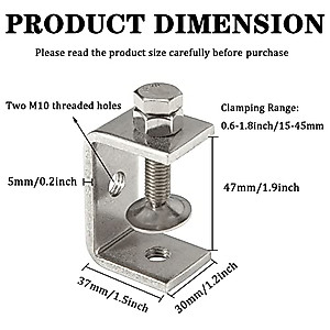 2Pcs C-Clamp 304 Stainless Steel G-Clamp Tiger Clamp Heavy Duty Woodworking Clamp Home Improvement And Automotive Repair Tools With Wide Jaw Openings (47MM)