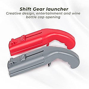 Bottle Opener Cap Gun Bottle Opener Bottle Shooter Launcher, Creative for Home Party Shoots Over 5 Meters by QEZEZA (Grey and Red)