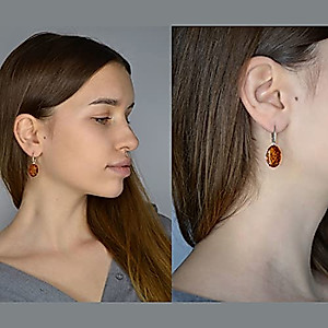 Sterling Silver and Baltic Amber French Leverback Honey Amber Oval Earrings Alaina