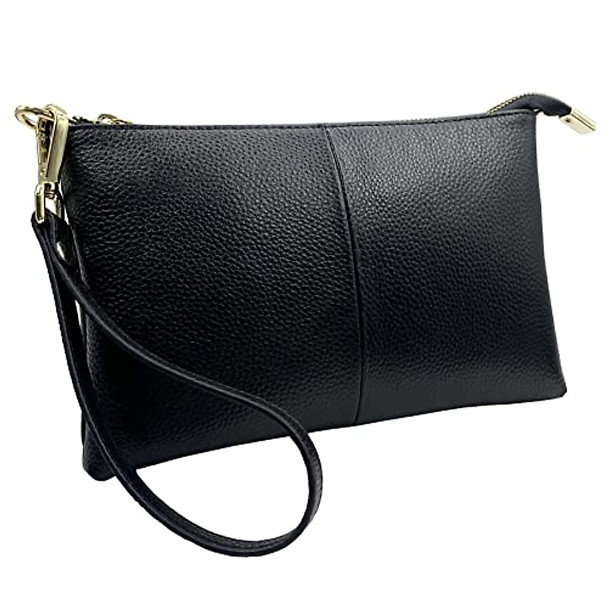 Beurlike Leather Wristlet Wallet Clutch Purses For Women Small Crossbody Phone Bags (Black)