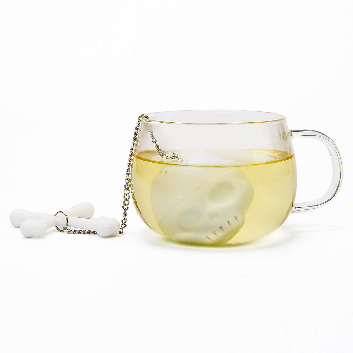 Leaf Tea Infuser, Silicone Tea Strainer, Coolrunner 2 Pcs Tea Bones Skull Tea Filter Diffuser for Loose Leaf Leaves, Mugs and Teapots