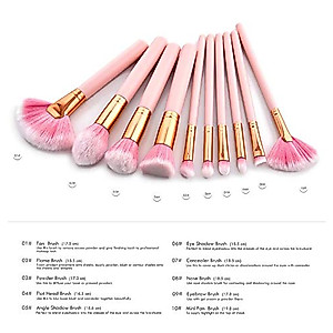 ARALOR Makeup Brushes Set 10 pcs Pink Wood Handle Soft Nylon Bristles Kabuki Makeup Brush Cosmetic Brushes Eyeshadow Eyeliner Blush Brushes