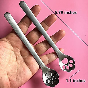 WEKTUNAA 8-Pack Cat Paw Spoon 18/10 Stainless Steel Teaspoons, Sugar, Coffee, Cake, Dessert, Ice Cream Spoon Stirring Spoon, 5.9 inch