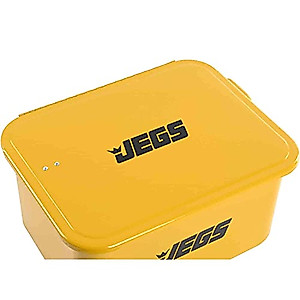 JEGS 5-Gallon Portable Parts Washer - 3.5 Gallon Parts Washer Solvent Capacity - 3.96 Gallon Per Minute Max Parts Washer Pump Output - Heavy Duty Steel - Powder Coated Yellow with JEGS Logo