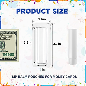 AYZTKUX 70 Packs Plastic Money Holder for Cash, Clear Lip Balm Pouches with Adhesive, Waterproof Money Holder for Cash Gift