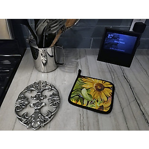 Caroline's Treasures JMK1265PTHD Sunflowers Pair of Pot Holders Kitchen Heat Resistant Pot Holders Sets Oven Hot Pads for Cooking Baking BBQ, 7 1/2 x 7 1/2