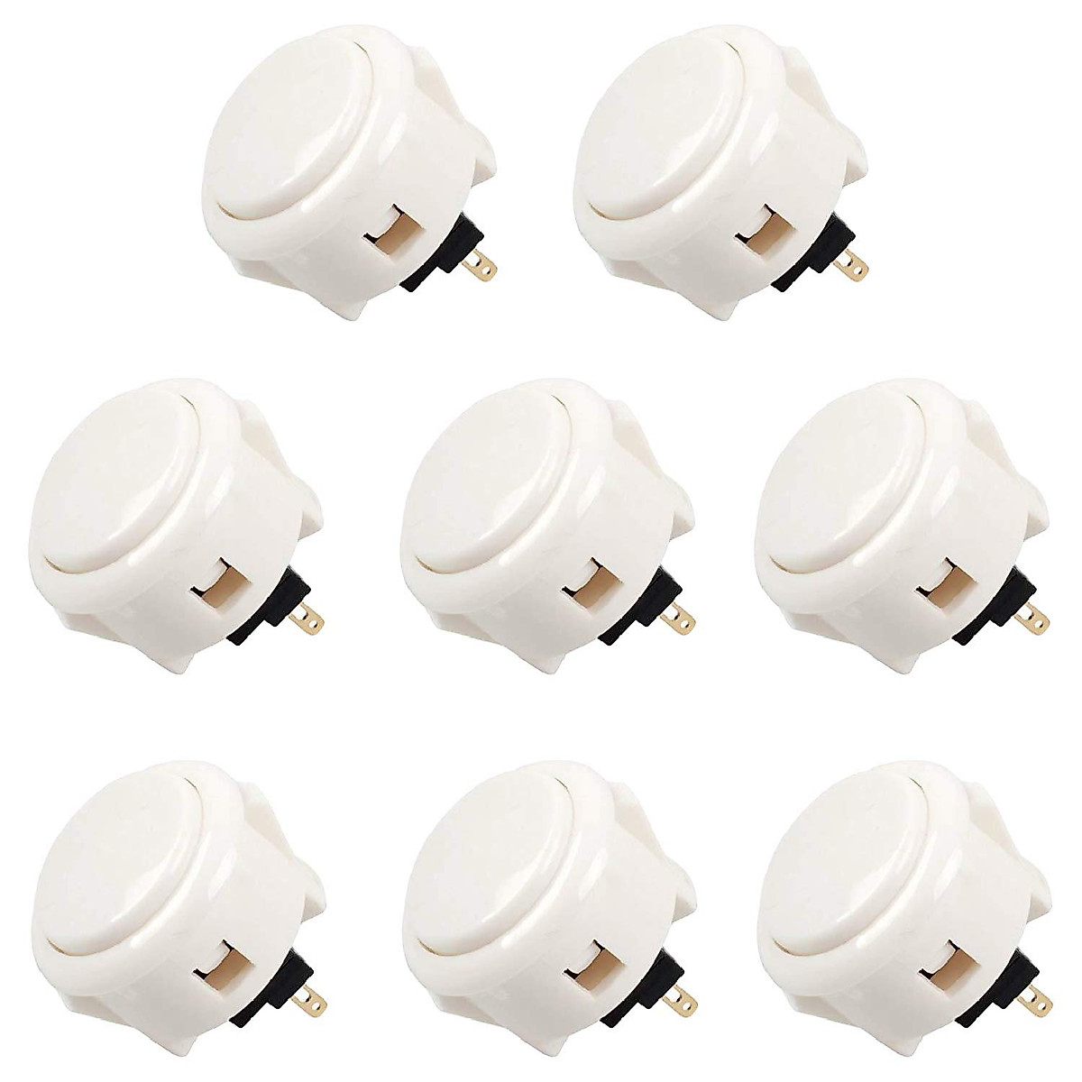 SANWA JLF-TP-8YT Joystick + Sanwa 8 pcs OBSF-30 Push Button Bundle Kit White - for Arcade Game 4 & 8 Way Adjustable, Compatible with Catz Mad SF4 Tournament Joystick (White Ball Top) S@NWA