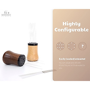 Woouch WDT Espresso Tool, Espresso distribution Tools,10 Needles 0.35mm Espresso Coffee Stirrer, Nature Wood Handle with Stand (Walnut)