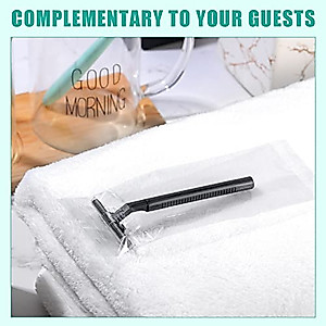 50 Pieces Twin Blade Razors for Men Disposable Razor Stainless Steel Black Travel Shaving Razor Individually Wrapped Razors with Clear Safety Cap for Men Women Shaving Sensitive Skin