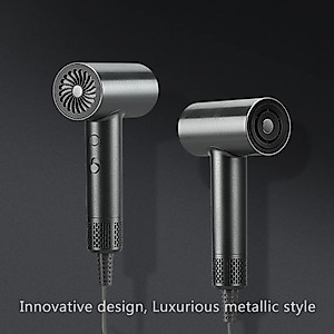 Nesugar High Speed Hair Dryer with 110,000 RPM Brushless Motor and Negative Ionic Blow Dryer with Magnetic Nozzle, 2 Speed, 3 Kinds of Temperature, Metallic Feel (HD01 Brown)