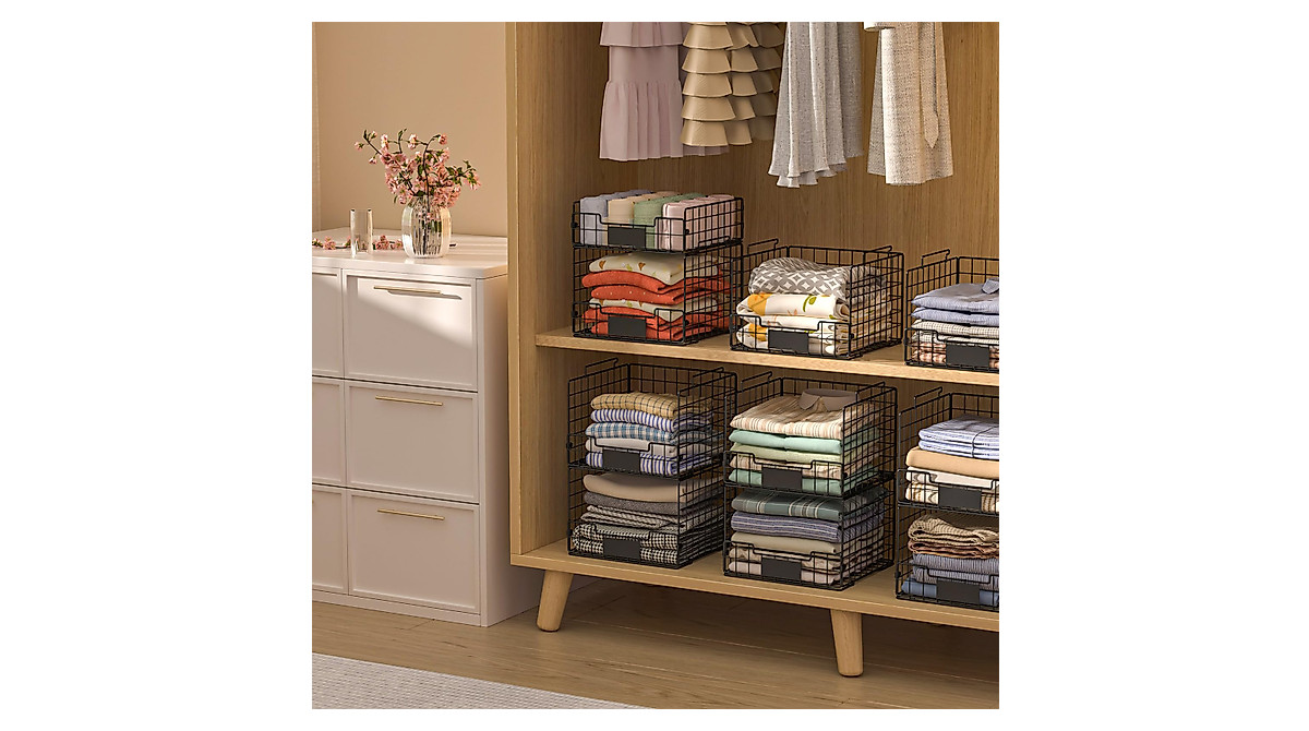 4 Pack Stackable Closet Organizers - Durable & Versatile