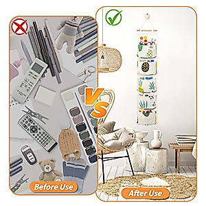 MOTASOM 3Pcs Over The Door Hanging Storage Bag, Waterproof Wall Closet Organizer with 5 Pockets, Linen Fabric Wall Hanging Mounted Organizer Pocket for Room Bathroom Bedroom Kitchen