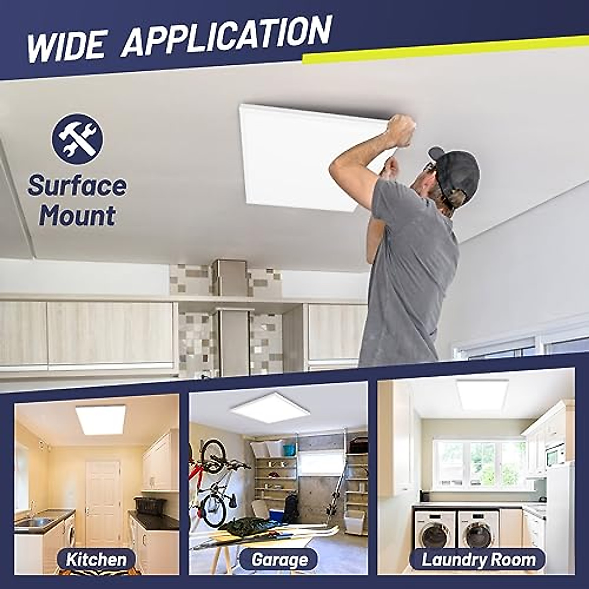 Allsmartlife 2x2 LED Flat Panel Light Surface Mount 2-Pack, 24W/30W/40W Dimmable 5CCT 3000K-6000K, Edge-Lit LED Flush Mount Ceiling Fixtures Low Profile for Kitchen, Garage, ETL Listed