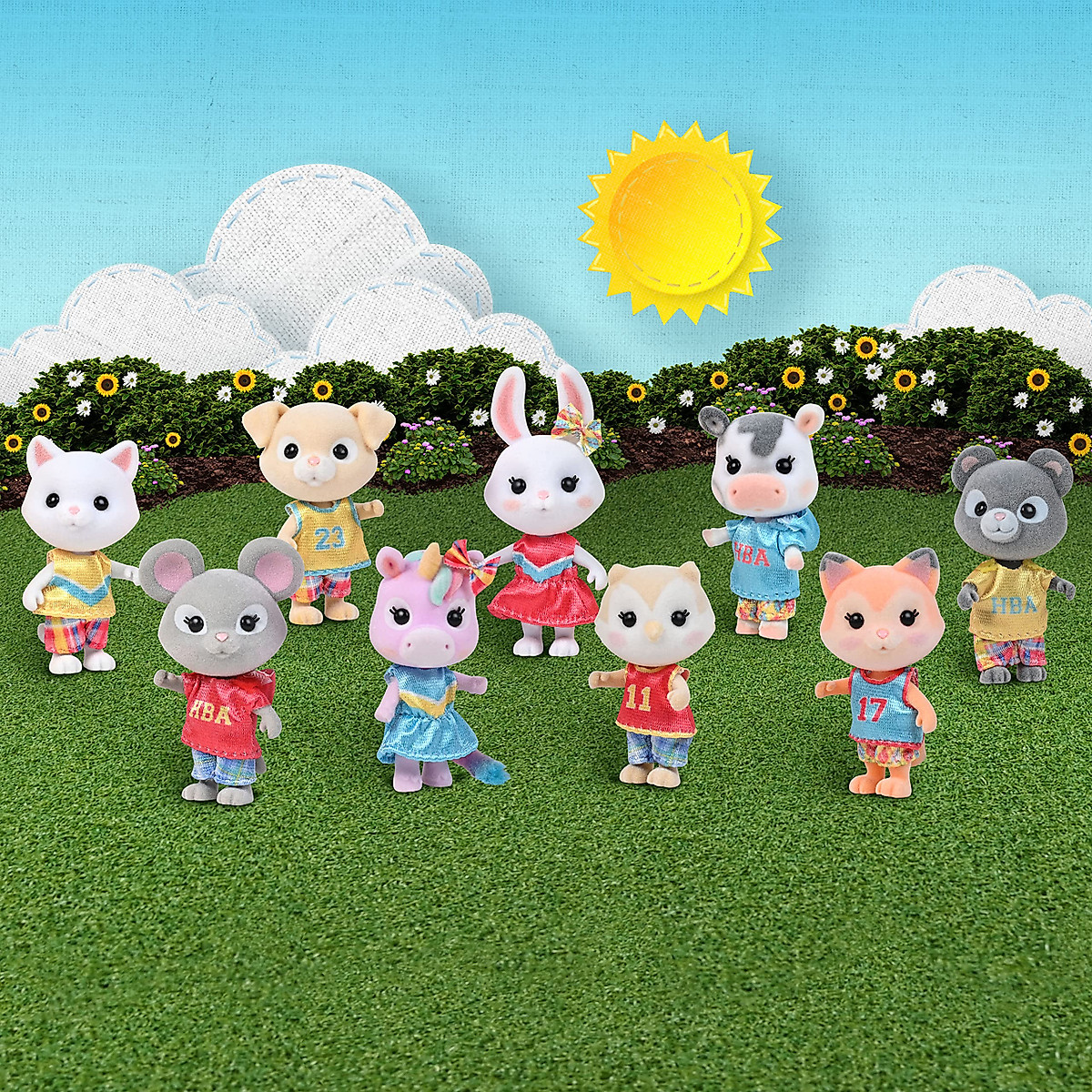 Sunny Days Entertainment Honey Bee Acres Back to School Pals – 9 Miniature Flocked Dolls | Small Collectible Figures | Pretend Play Toys for Kids