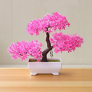 HASEAN Artificial Plants Bonsai Welcoming Pine Tree Pot Desk Display Simulation Fake Tree Fake Potted Ornament Home Hotel Garden Decoration