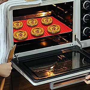 Wolecok Silicone Pyramid Pan,16 x 11 inches Large Red Pyramid Baking Mat, Cooking Pan Oven Tray Baking Sheet Pastry Cooking Mat 2 Pack(Red)