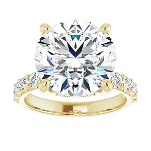 Handmade 10K Gold 6 CT Round Cut VVS1 Colorless Moissanite Engagement Ring for Women Bridal Set Moissanite Wedding Rings for Gifts Anniversary Promise Her (Yellow Gold, 8)