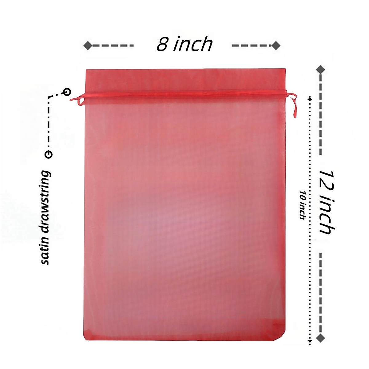 QIANHAILIZZ 8 x 12 Inch 100 pcs Drawstring Bags Organza Fabric Jewelry Gift Pouch Candy Pouch Wedding favors B231 (red)