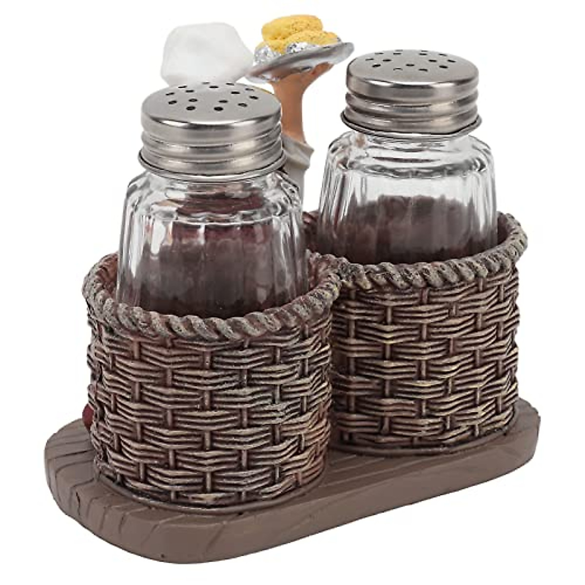 BORDSTRACT Chef Stature Holder, Salt and Pepper Shaker Sets, Chef Statue Bottle Holder Decoration, Spice Storage Box for Kitchen